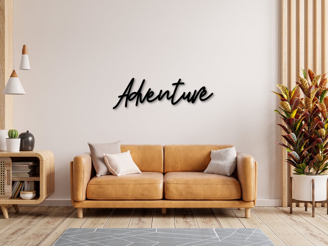 Metal Adventure Sign - Metal Cursive Word Sign, Adventure Word Wall Art ...