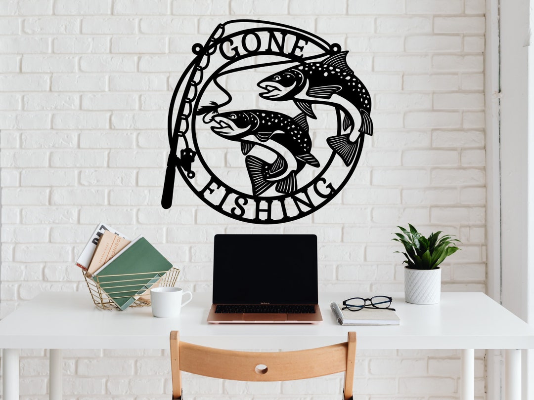 Gone Fishing Sign - Fishing Decor, Fishing Gift, Lakehouse Sign, Bass ...