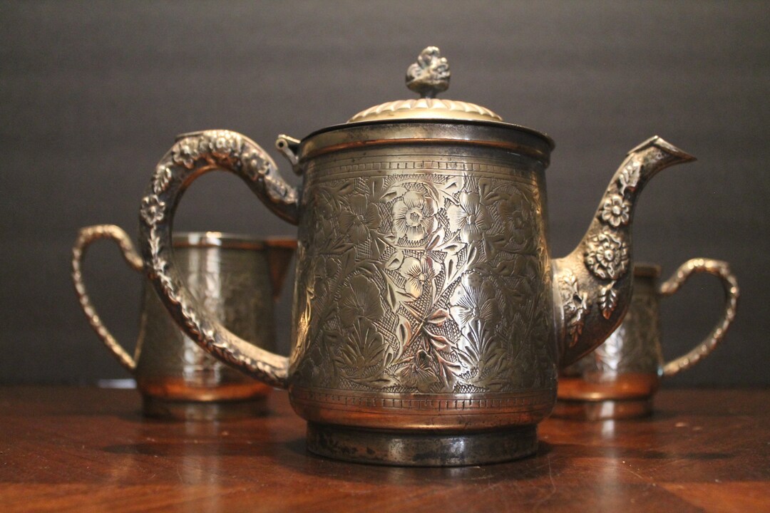 Vintage 3-piece Brass Tea Set. - Etsy