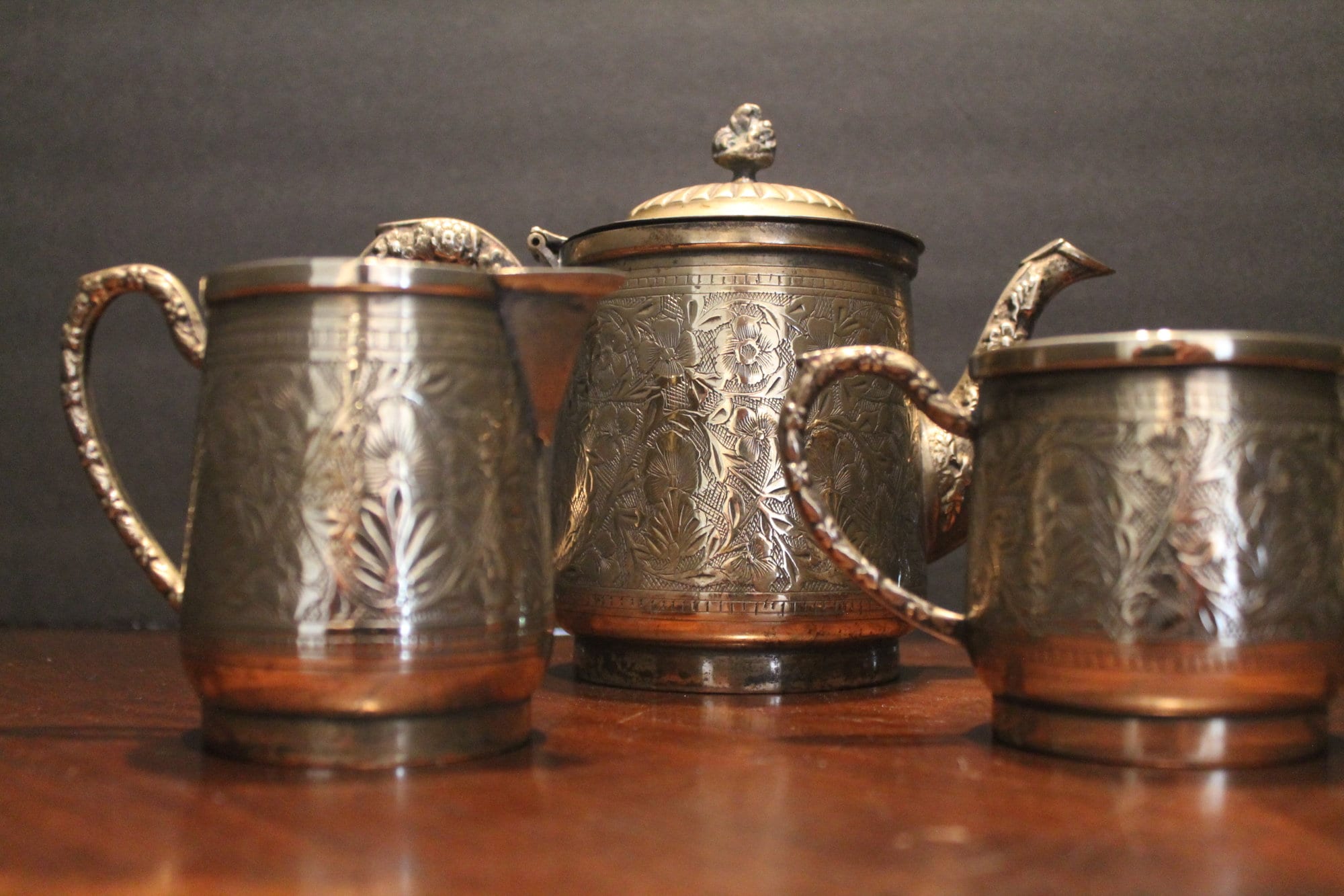 Vintage 3-piece Brass Tea Set. - Etsy