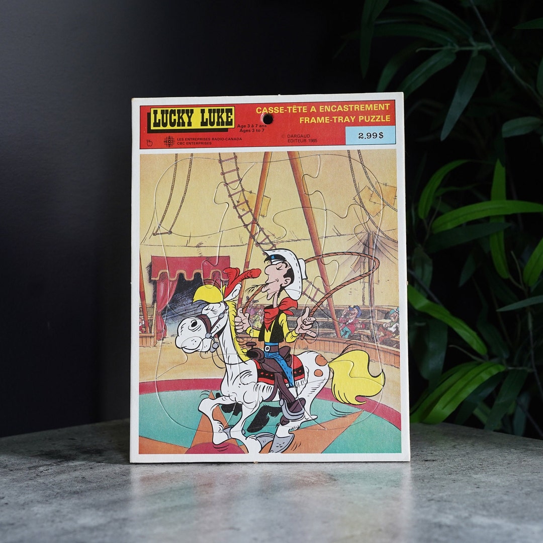 1985 RARE Cardboard Puzzle Radio-canada / CBC Luckyluke Frame-tray ...