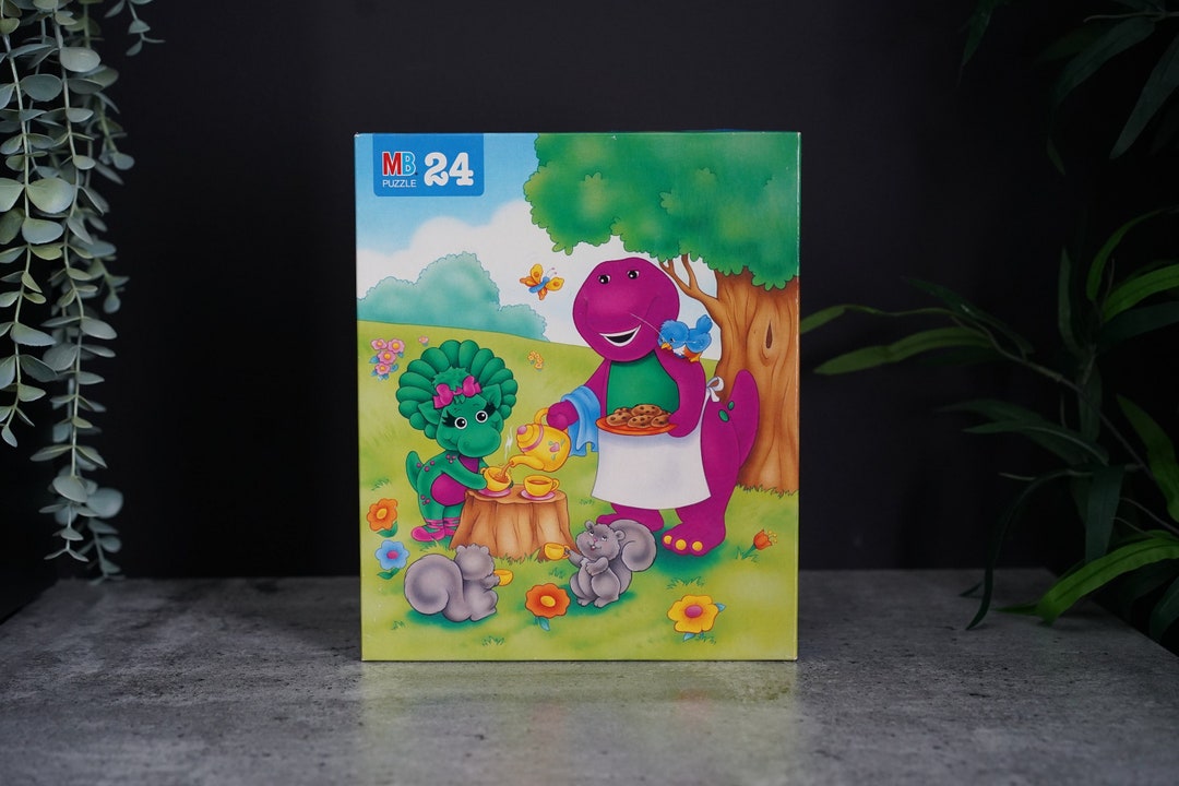 1993 Barney and Baby Bop Tea Party Puzzle 24 Pcs Vintage Milton Bradley ...