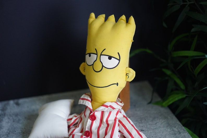 1990 RARE Bart Simpson Plush Pajama Bag the Simpsons Vintage With Toothbrush and Pillow 24 ...