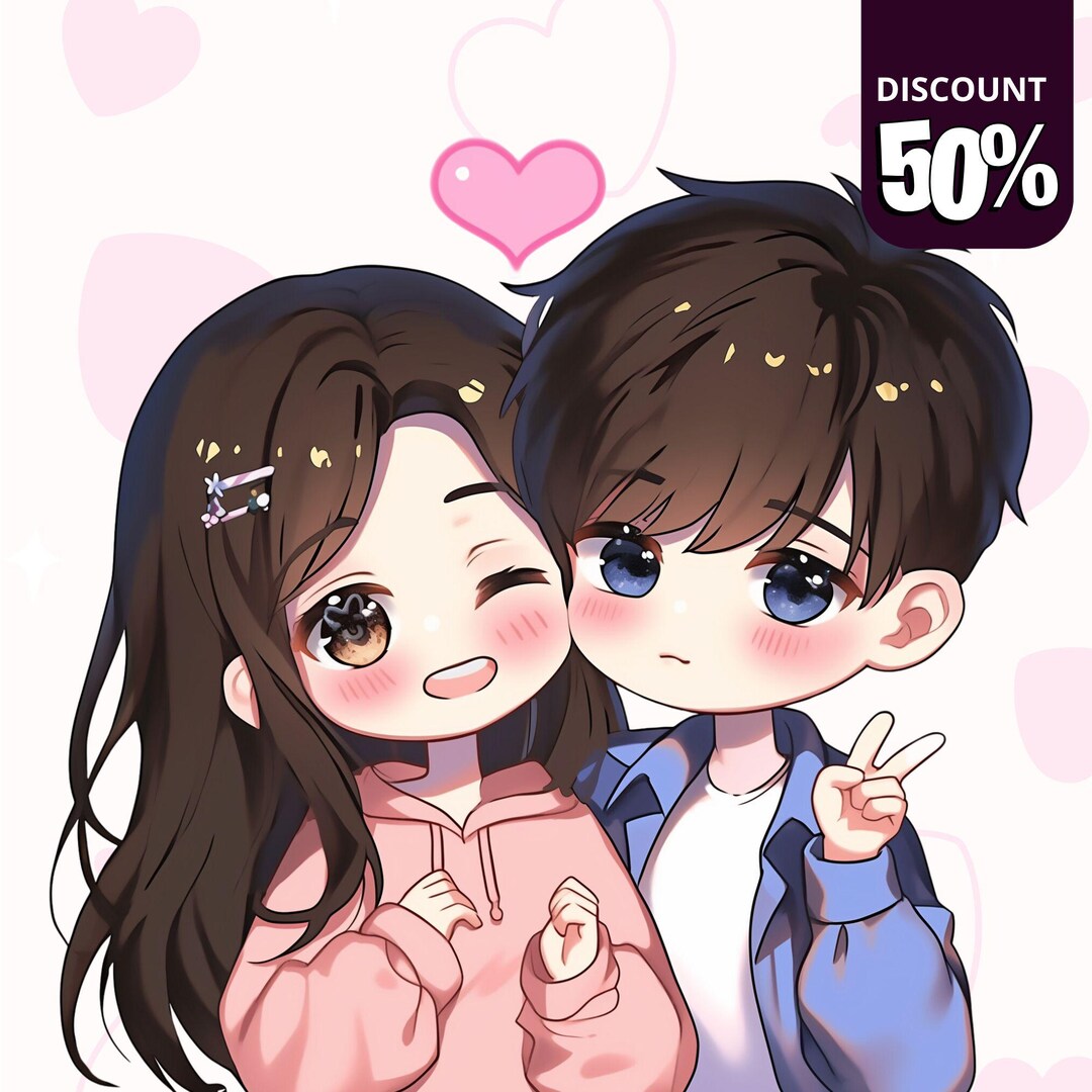 Custom Anime Chibi Portrait | Personalized Gifts Potrait | Couples ...