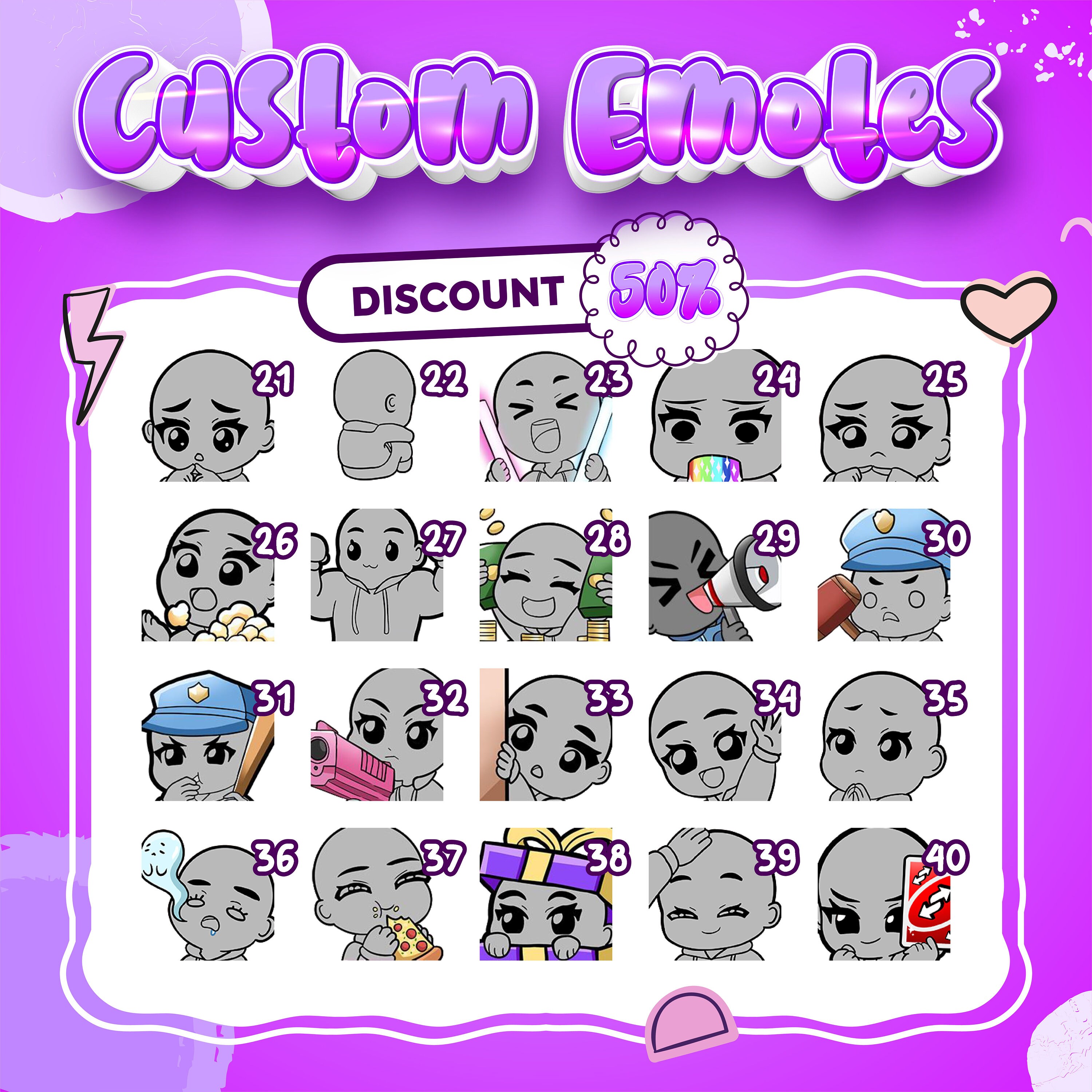 Custom Twitch Emotes or Kick Emote and Animated Emotes, Vtuber Cute ...