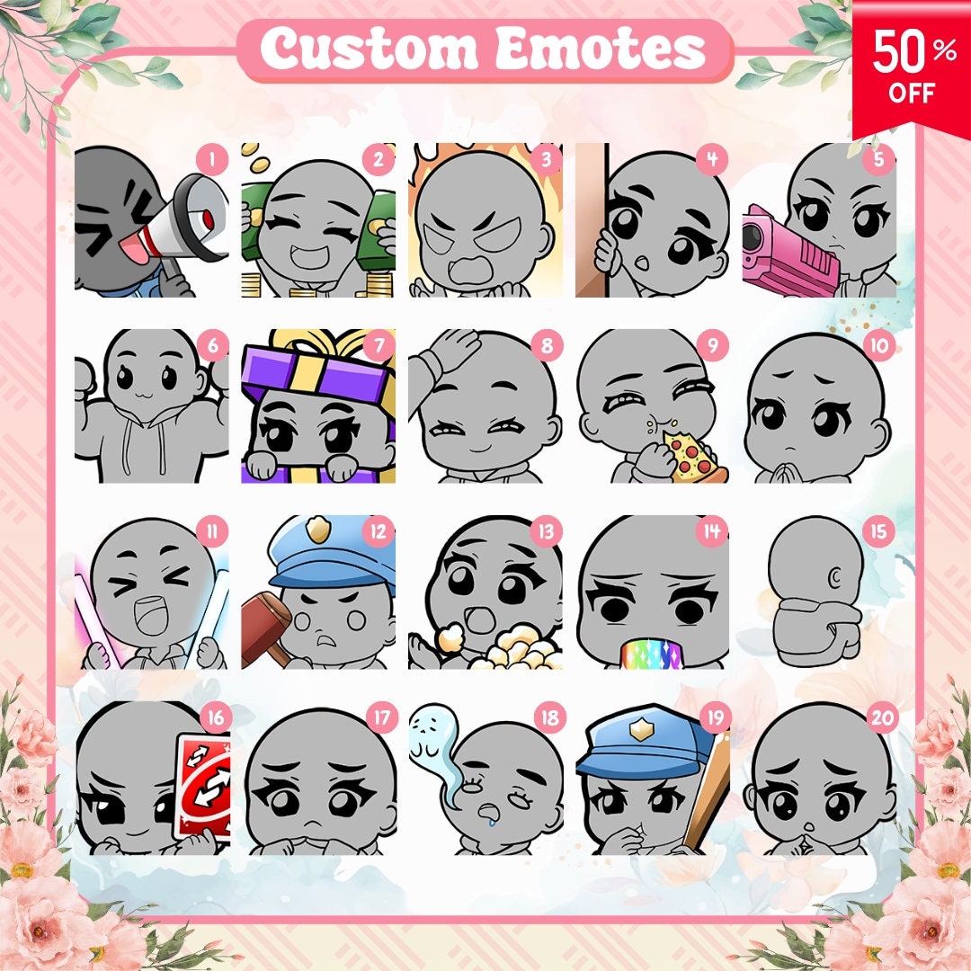 Custom Twitch Emotes or Kick Emote and Animated Emotes, Vtuber Cute ...