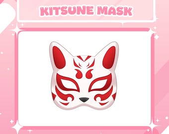 Vtuber Kitsune Mask Asset. Japanese Fox Mask for Streaming - Etsy