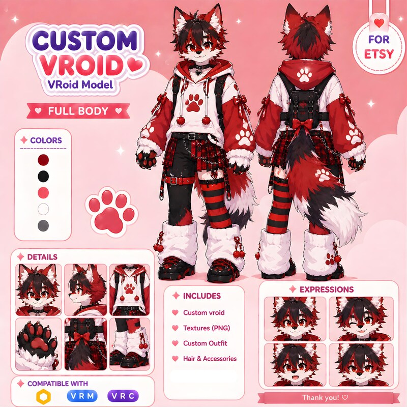 Goth Vrchat Avatar - Etsy
