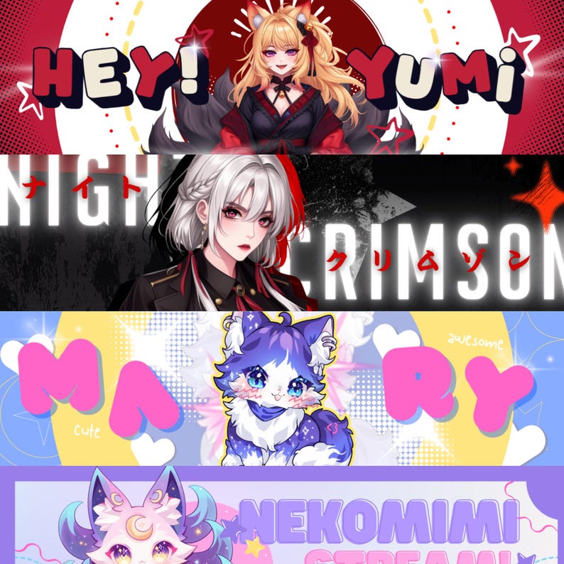 Anime Banner Header for Vtuber, Twitch, Twitter, Discord Custom Twitch ...