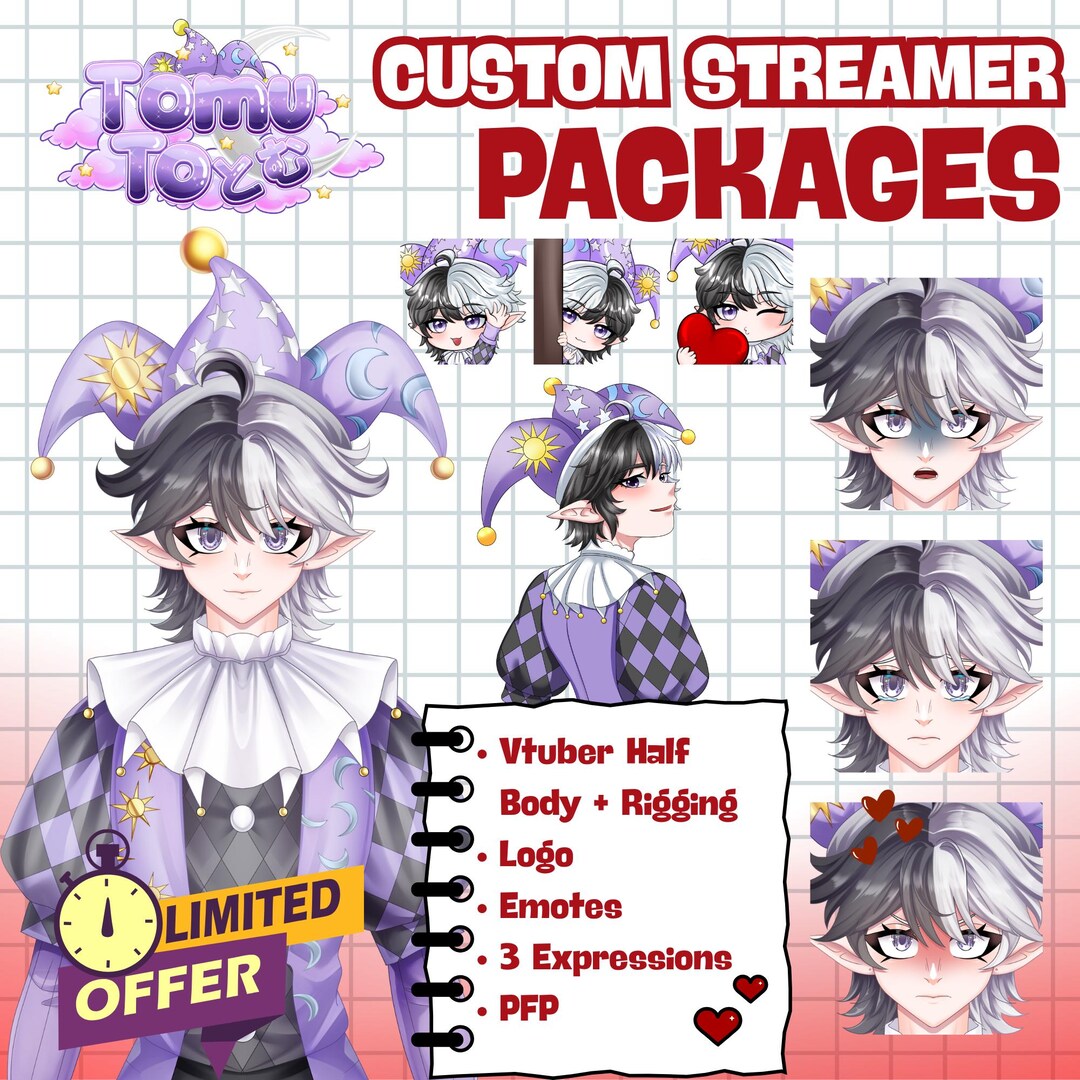 Custom Live2d Vtuber Model Package | Half-body, Emotes, Logo | Custom ...