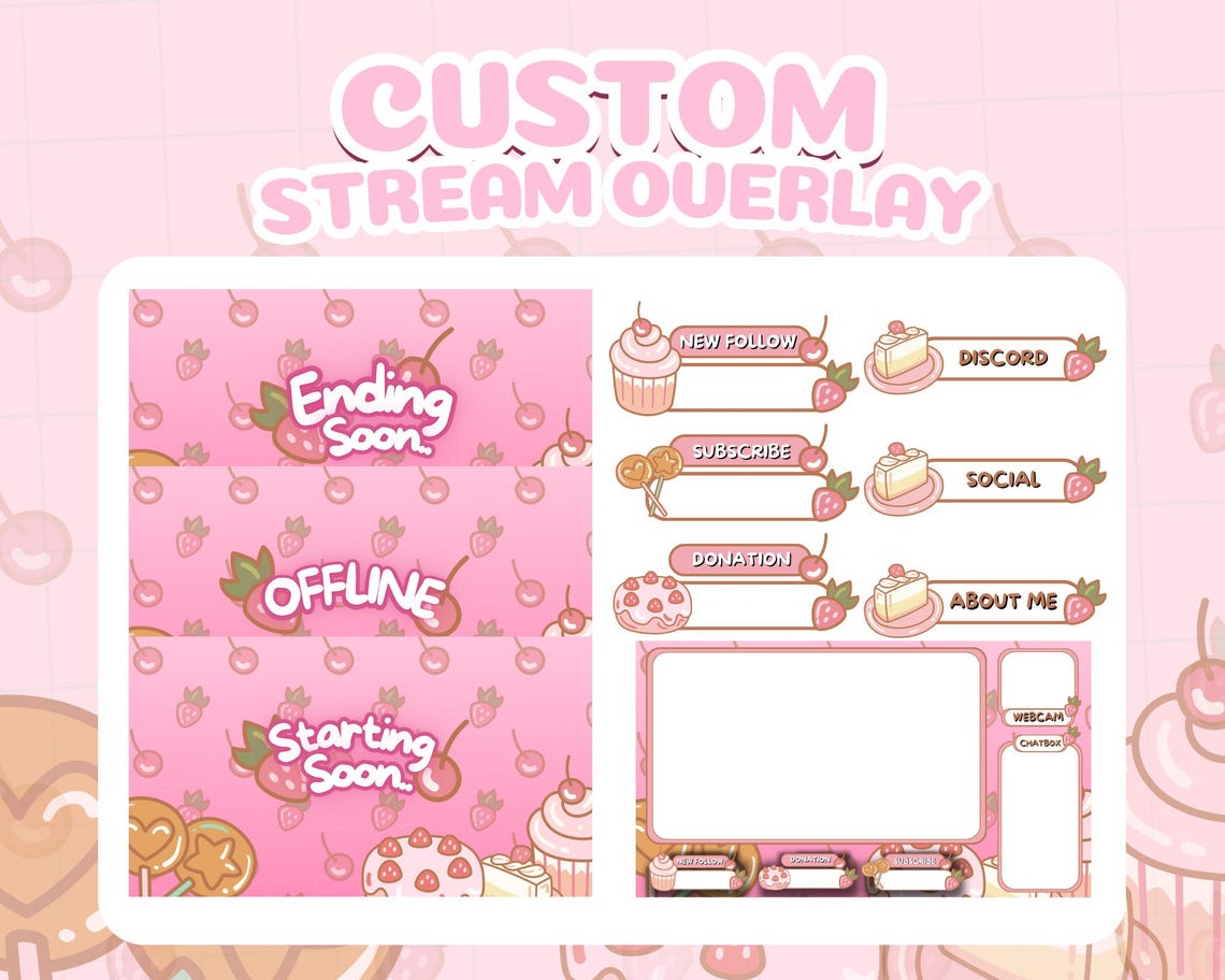 Custom Stream Overlay Package Cozy Cute- Twitch Stream Screens - Stream ...