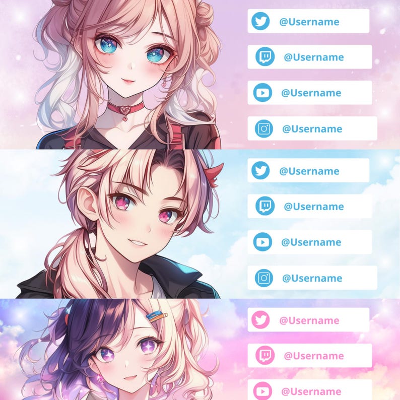 Anime Banner Header for Vtuber, Twitch, Twitter, Discord Custom Twitch ...