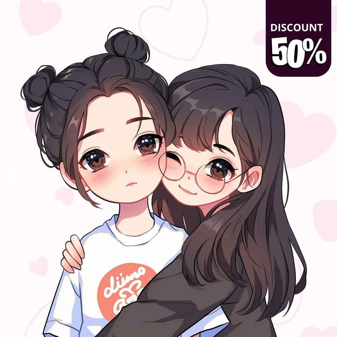 Custom Anime Chibi Portrait | Personalized Gifts Potrait | Couples ...