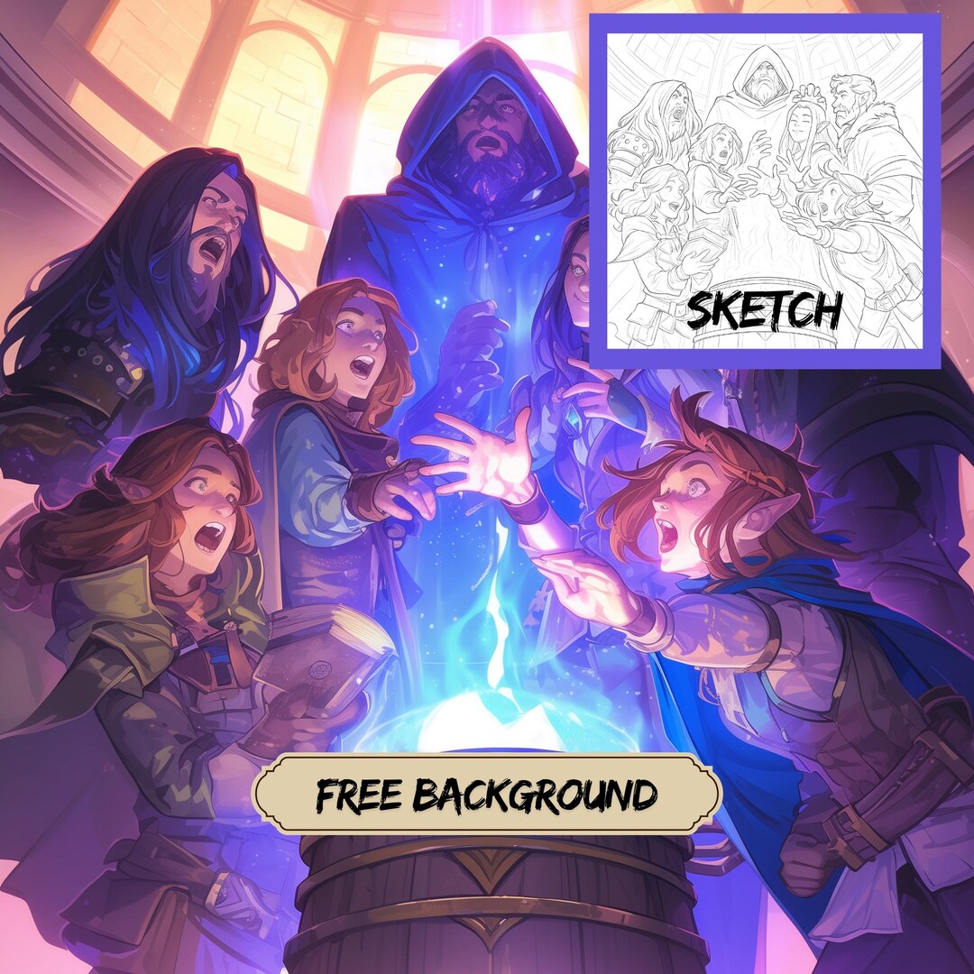 DND Party Custom Art Commission Fantasy Character Portrait Dungeons and ...