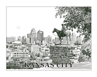 Kansas City Skyline Drawing - Etsy