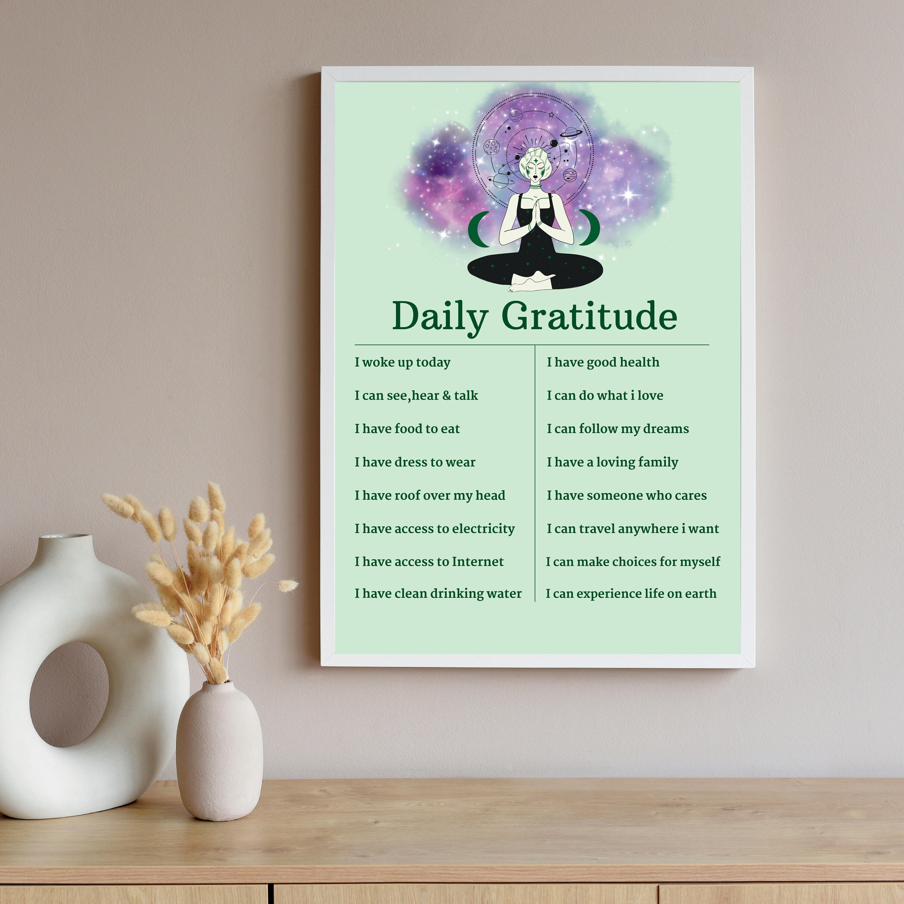 Daily 5 Minute Gratitude Printable, Positive Affirmation Poster ...