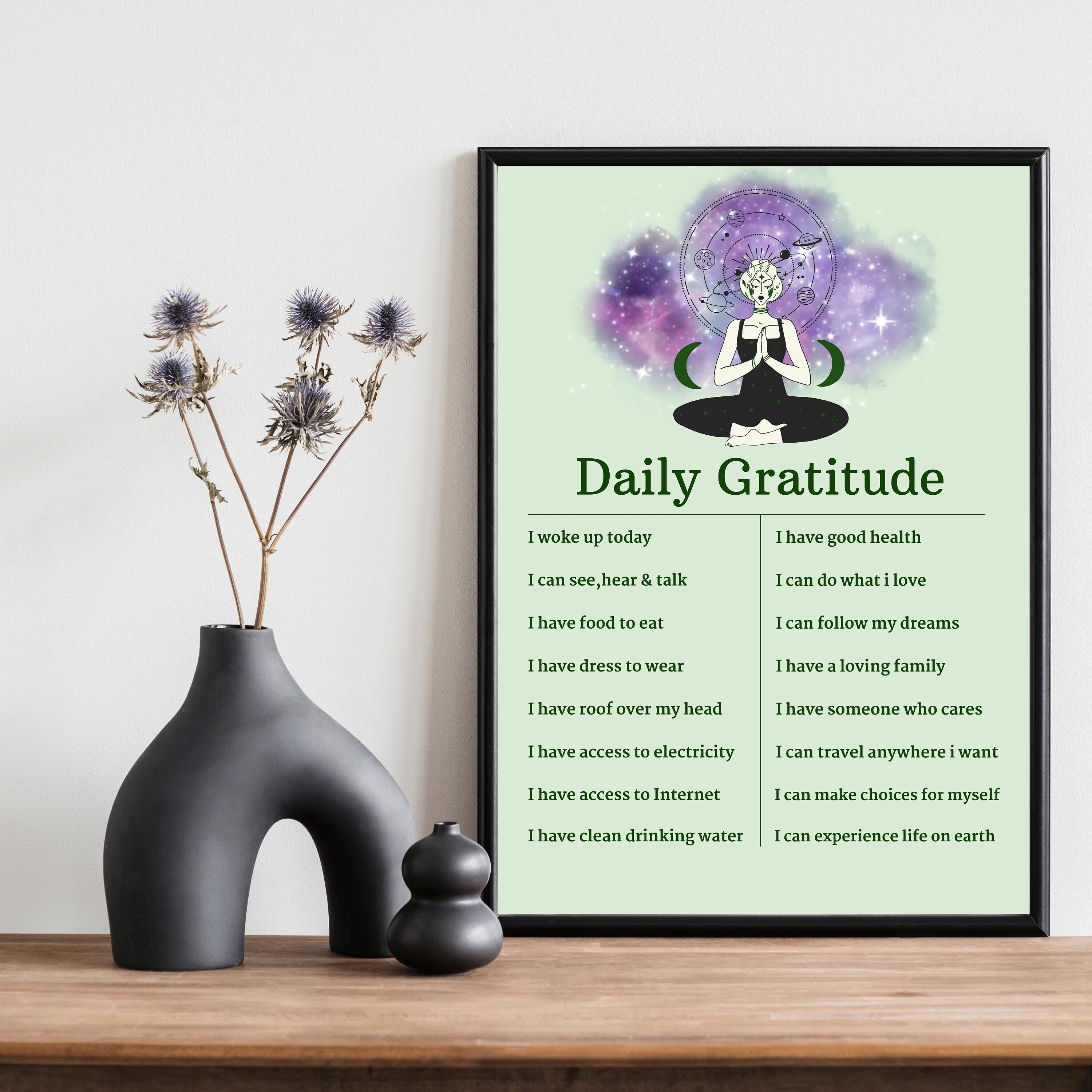 Daily 5 Minute Gratitude Printable, Positive Affirmation Poster ...