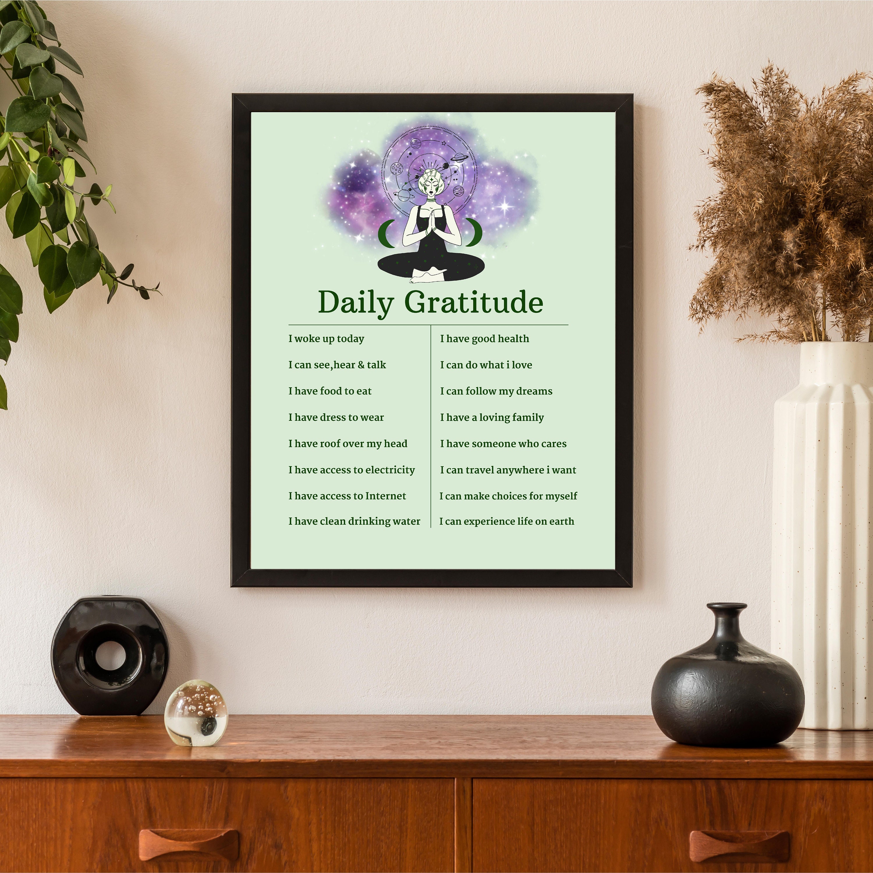 Daily 5 Minute Gratitude Printable, Positive Affirmation Poster ...