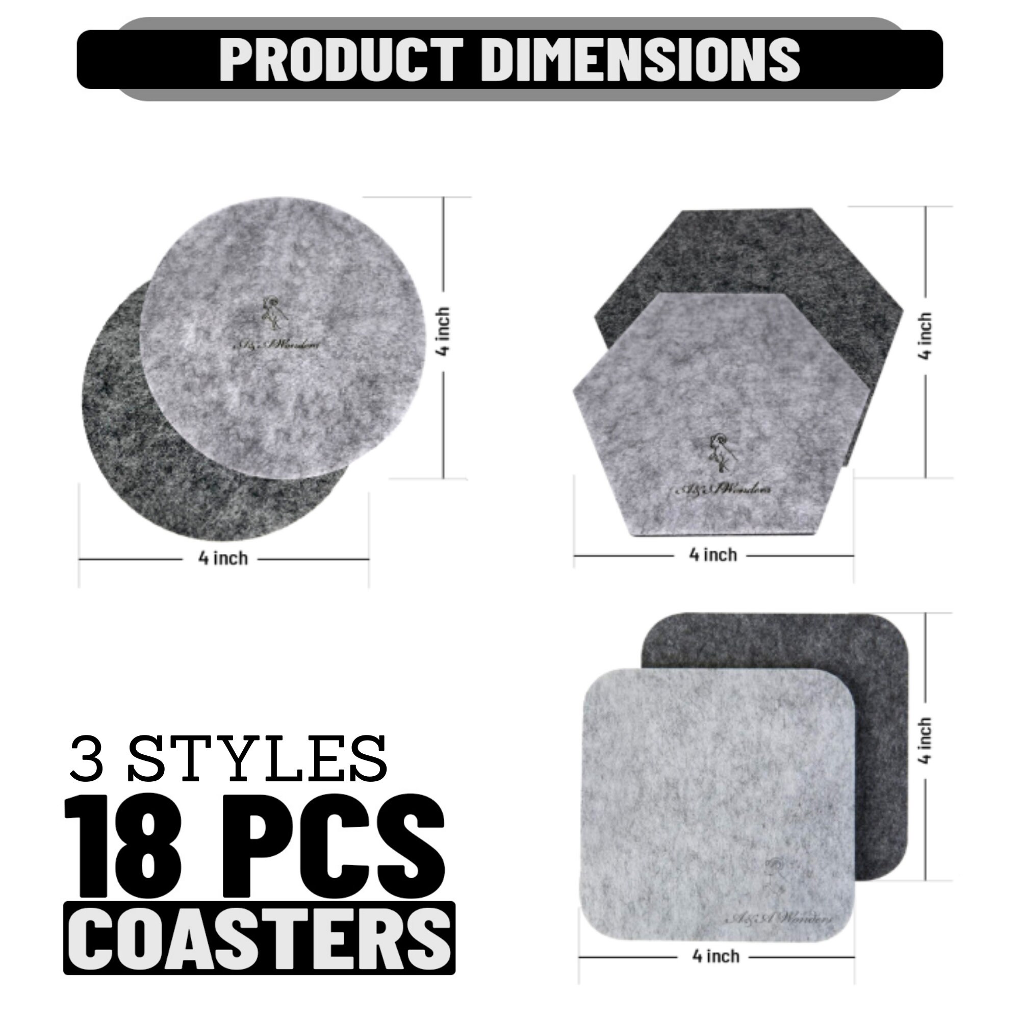 Premium Felt Coasters for Drink Set, Absorbent Felt Protects Furniture ...