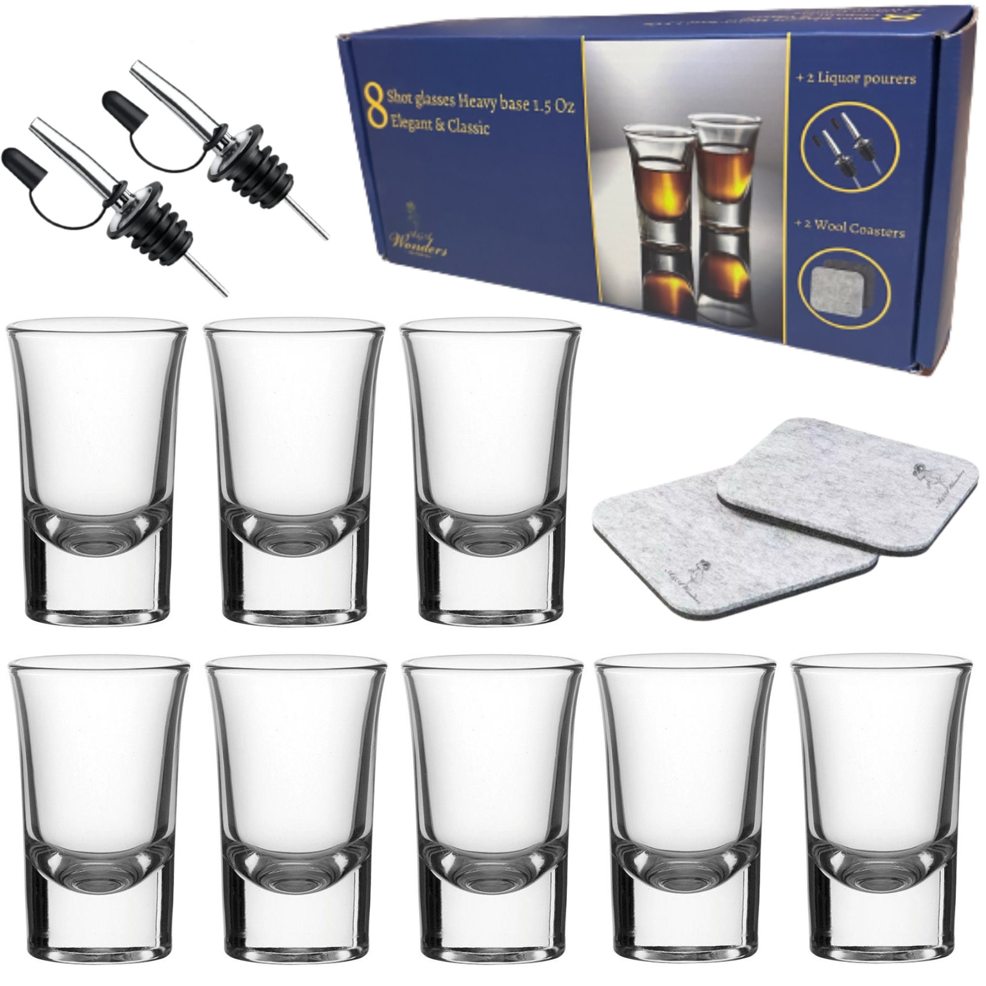 1.5 Oz Shot Glasses Set of 8 With Heavy Base - Shot Glass Set, Weighted ...
