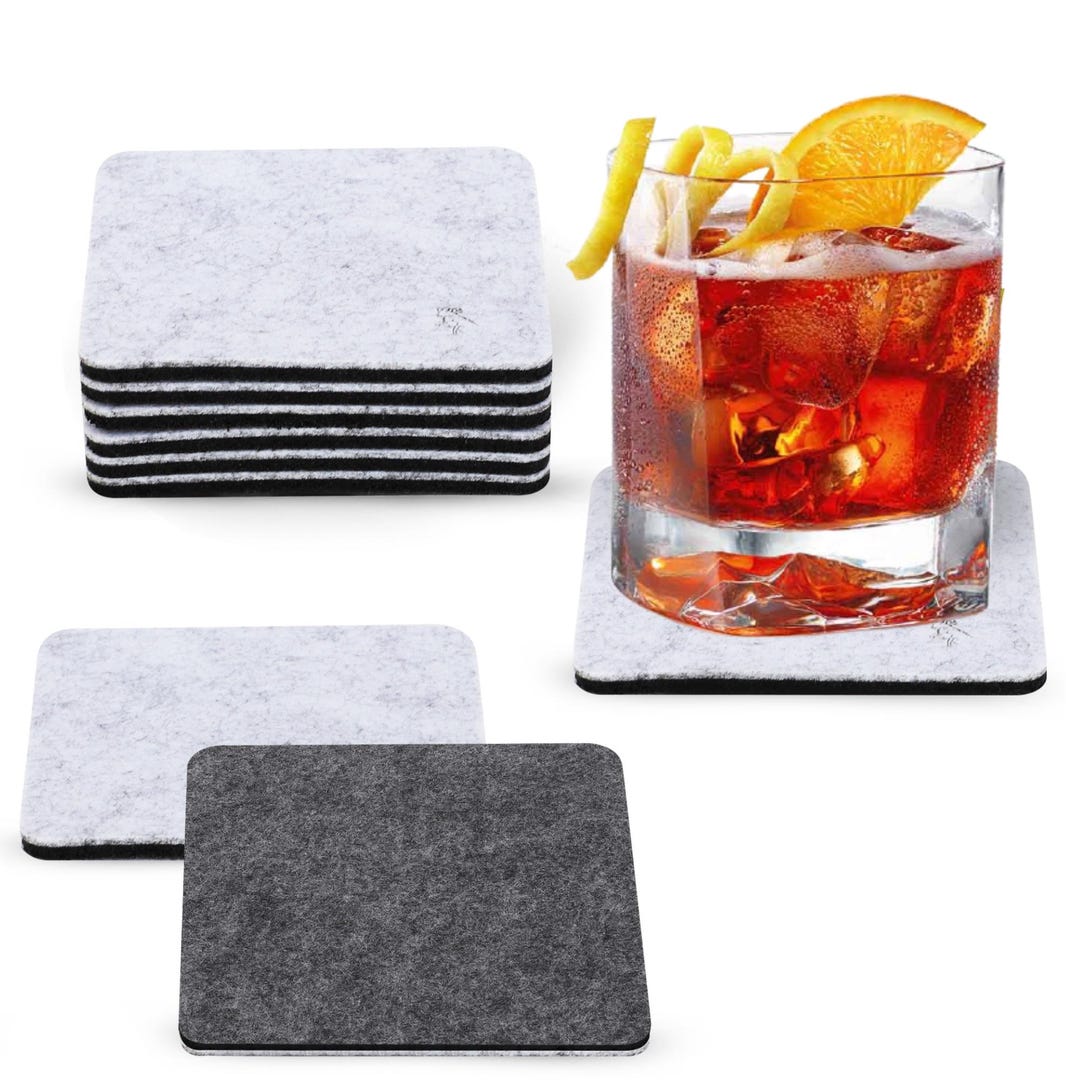 Premium Felt Coasters for Drink Set, Absorbent Felt Protects Furniture ...