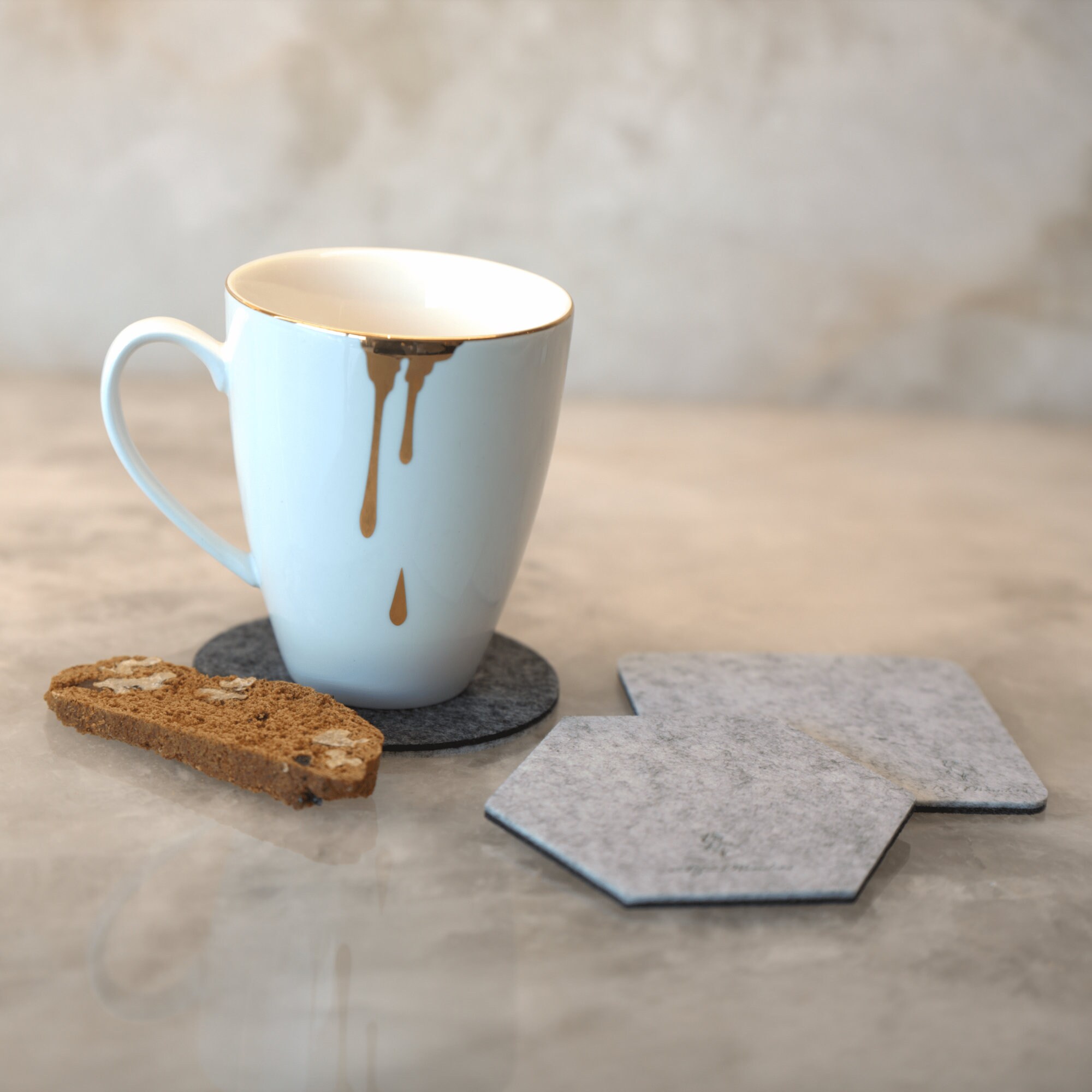 Premium Felt Coasters for Drink Set, Absorbent Felt Protects Furniture ...