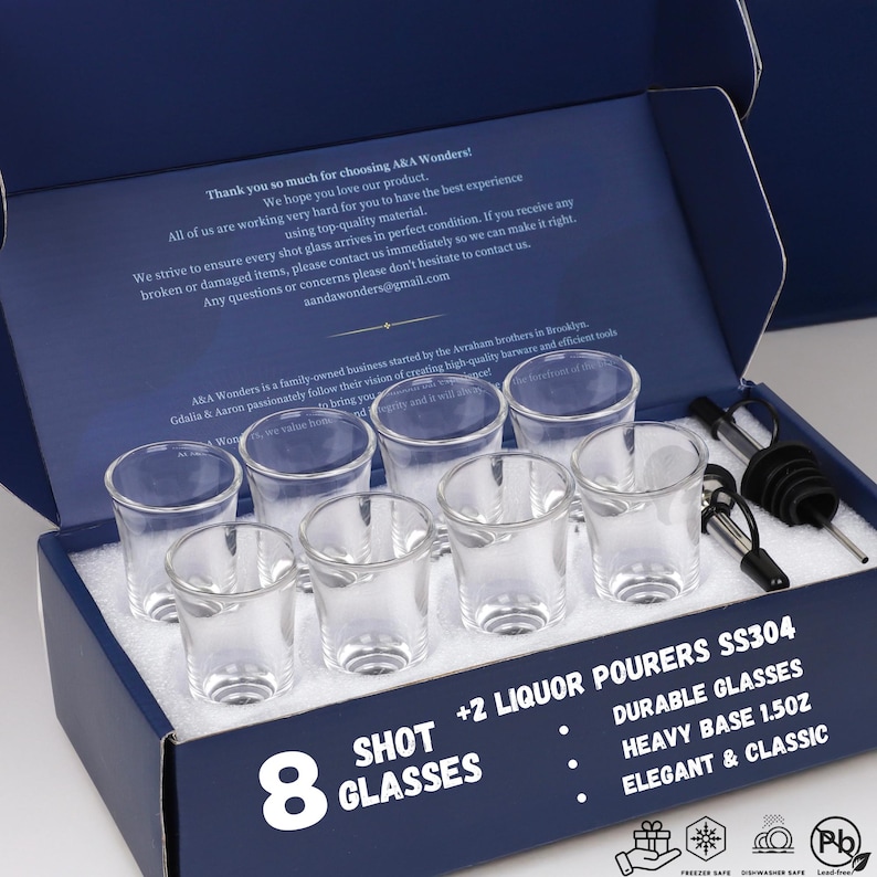 1.5 Oz Shot Glasses Set of 8 With Heavy Base - Shot Glass Set, Weighted ...
