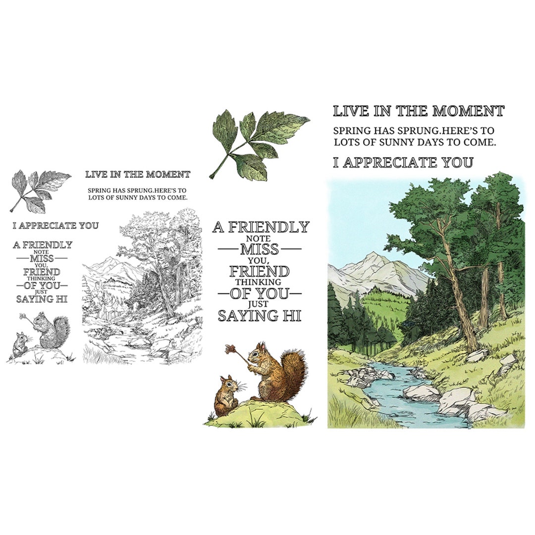 Summer Outdoor Nature Forest Clear Stamps for Card Making DIY ...