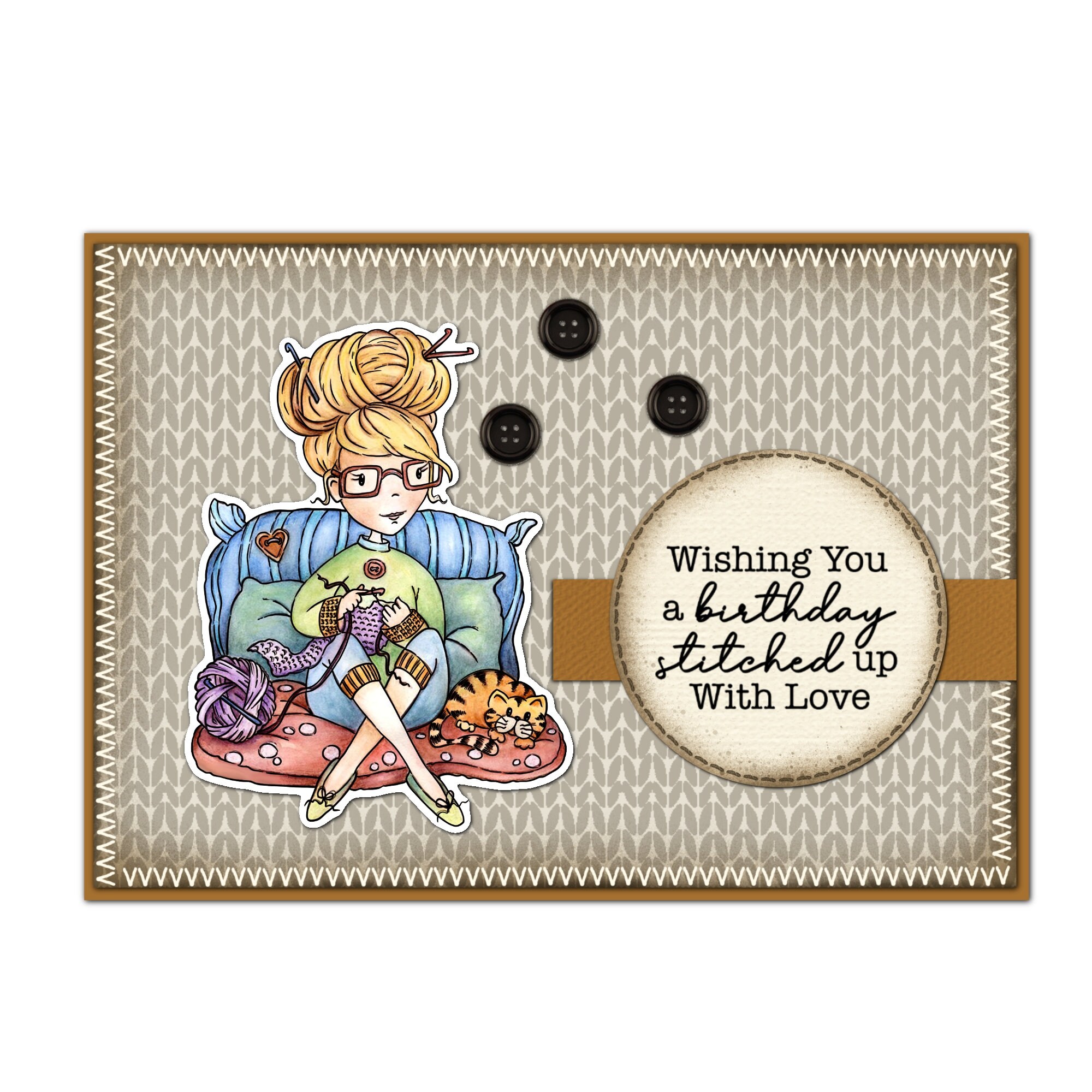 Knitting Women on Soft Sofa Stamps Dies Set for Card Making - Etsy