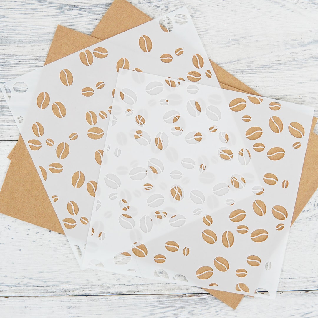 2pcs Coffee Beans Plastic Stencils for Cards Making Scrapbooking ...