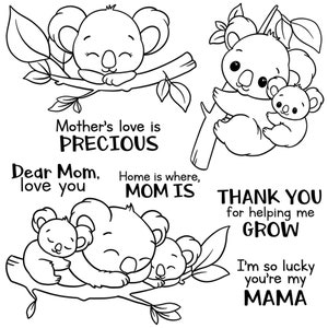 Cute Cartoon Mother & Baby Koala Stamps and Dies Set for Cards Making ...