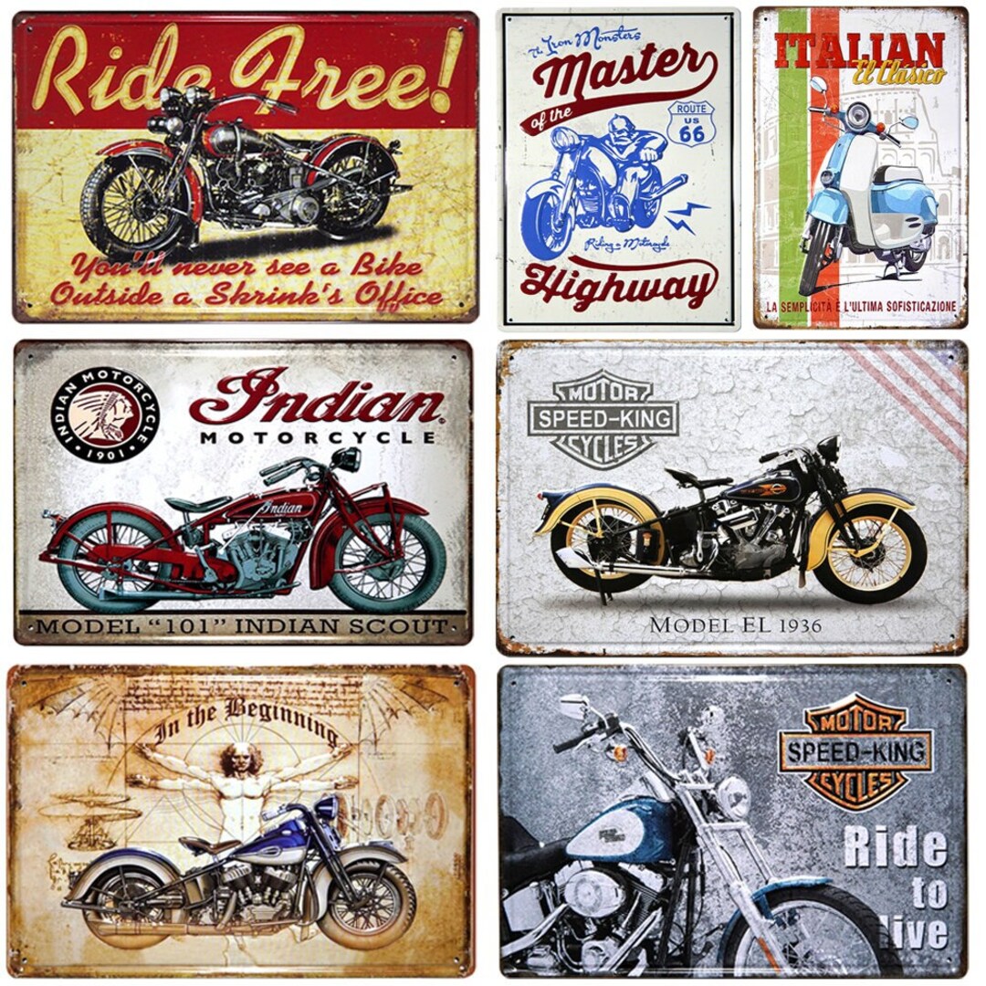 Diverse Motorcycle Styles Vintage Metal Sign Tin Sign Motorcycle Club ...