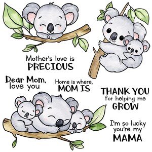 Cute Cartoon Mother & Baby Koala Stamps and Dies Set for Cards Making ...