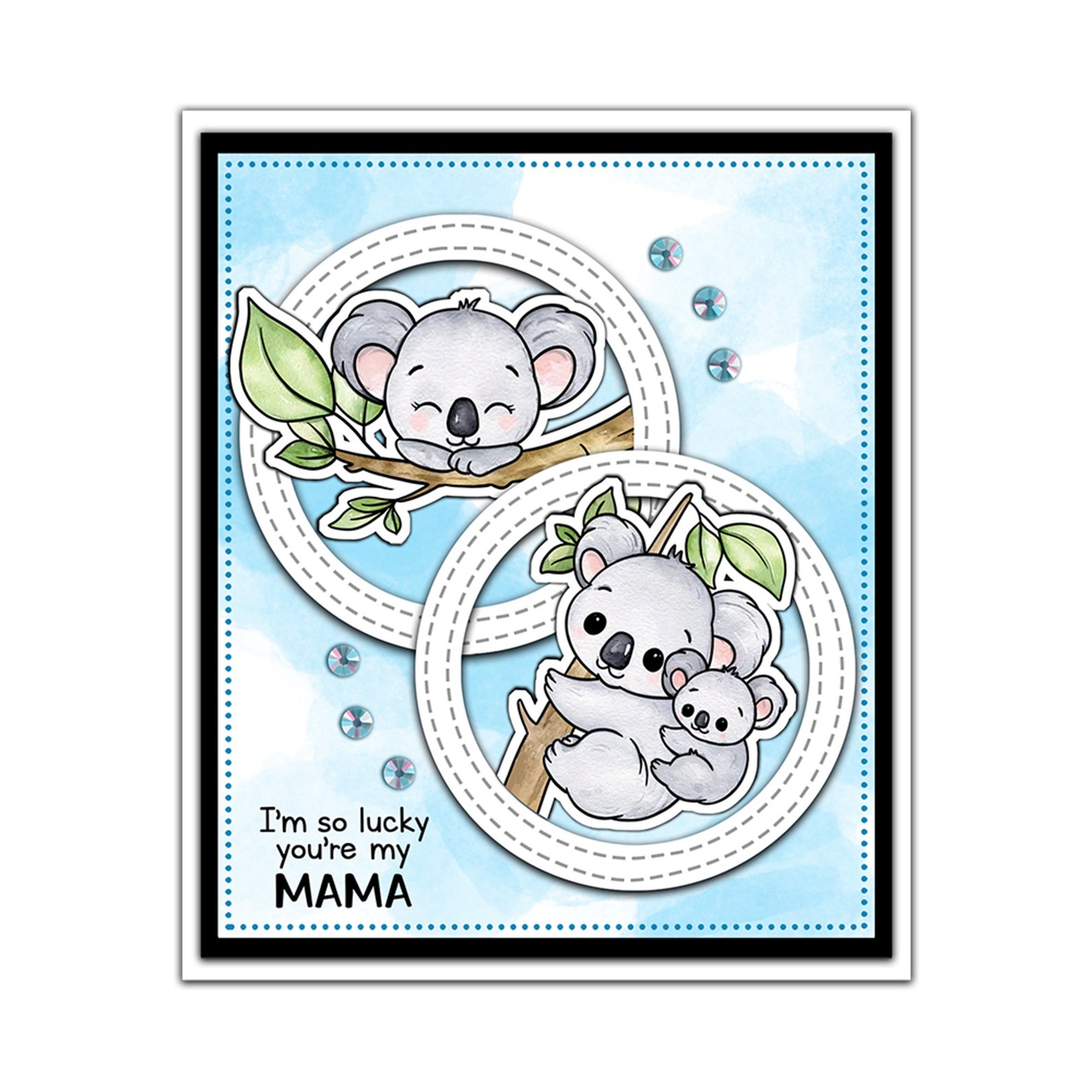 Cute Cartoon Mother & Baby Koala Stamps and Dies Set for Cards Making ...
