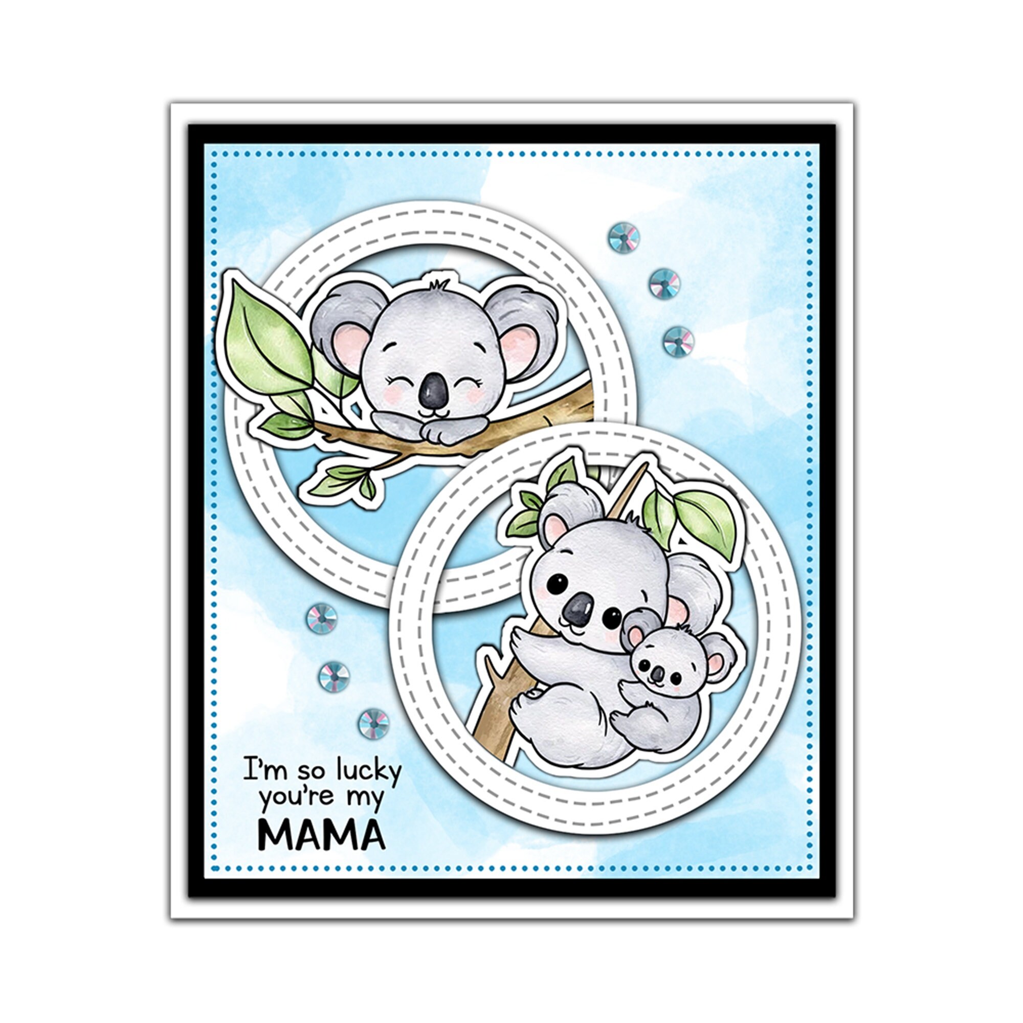 Cute Cartoon Mother & Baby Koala Stamps and Dies Set for Cards Making ...