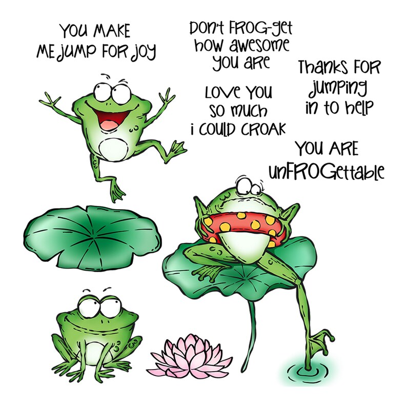 Cute Cartoon Frogs in Pond Clear Stamps and Cutting Dies for DIY Cards ...