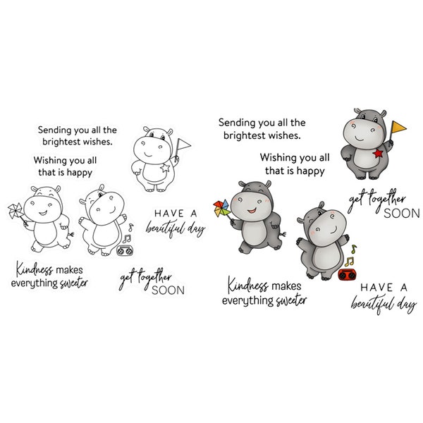 Hippo Stamp - Etsy