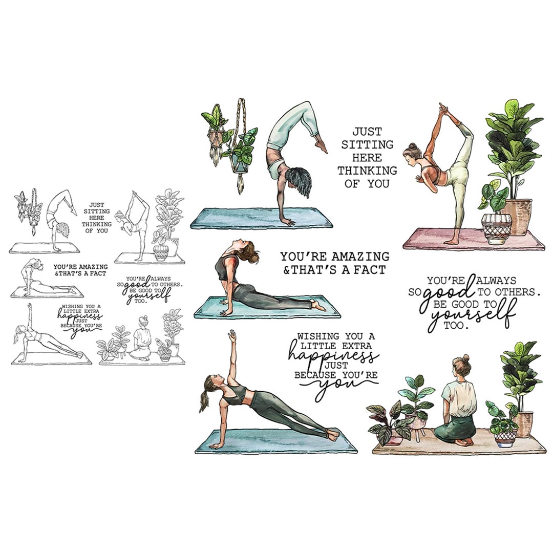 Relax Sporting Yoga Women Clear Stamps Metal Cutting Dies for Card ...