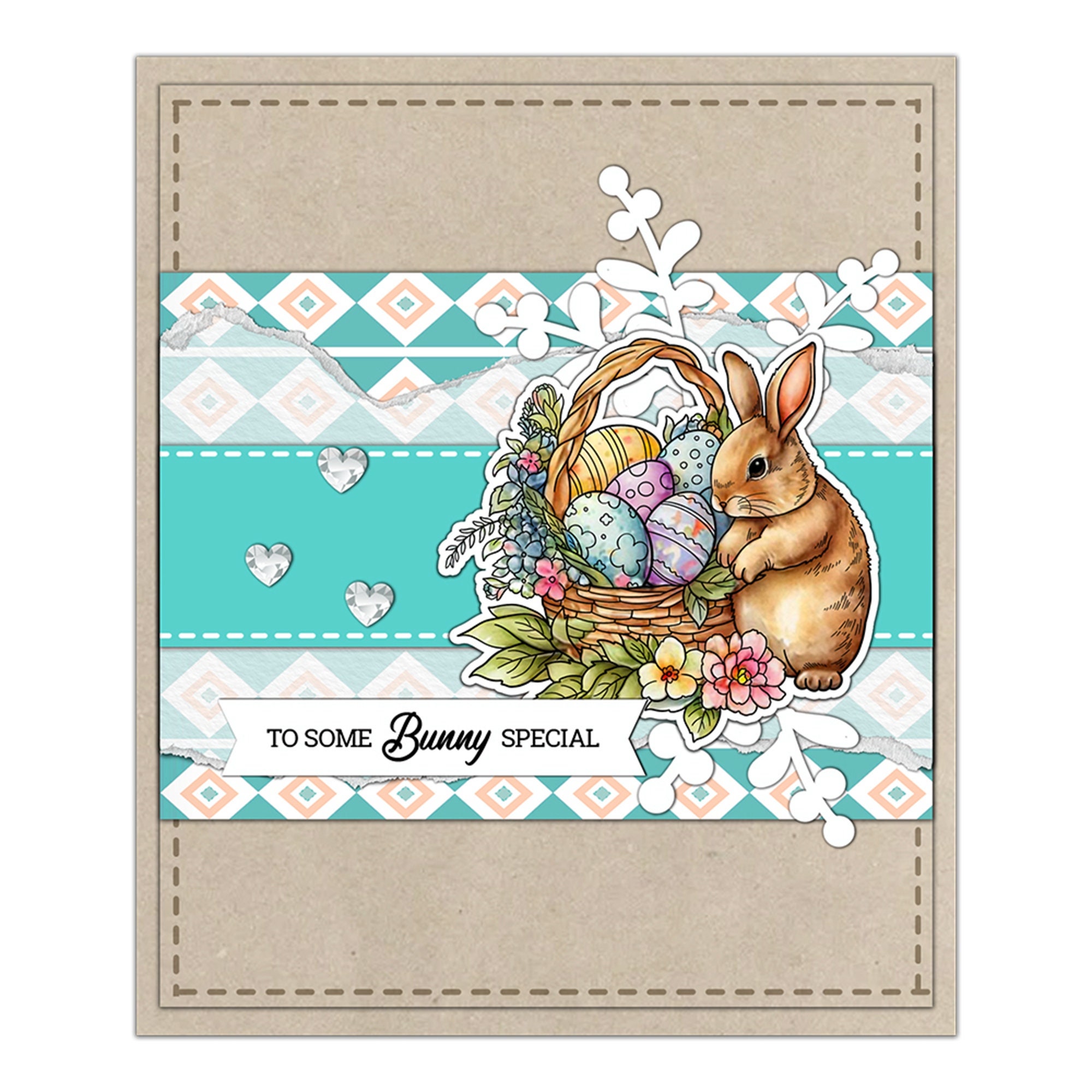 Happy Easter Rabbits Chicken and Colorful Eggs Clear Stamp Metal ...