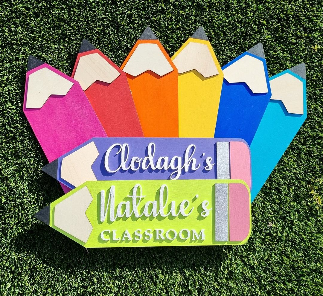 3D Teacher Name Wood Sign | Pencil Name Sign | Teacher Gift | Custom ...