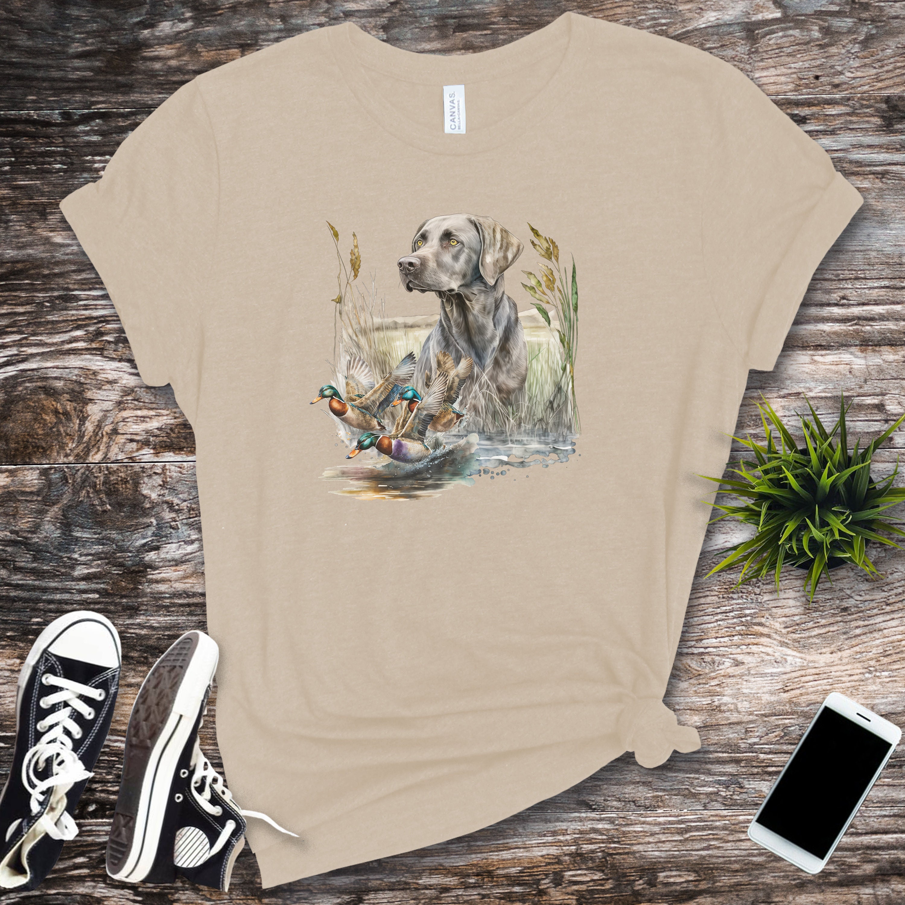 Silver Lab Retrieving Duck, Labrador Retriever Duck Hunting T Shirt ...