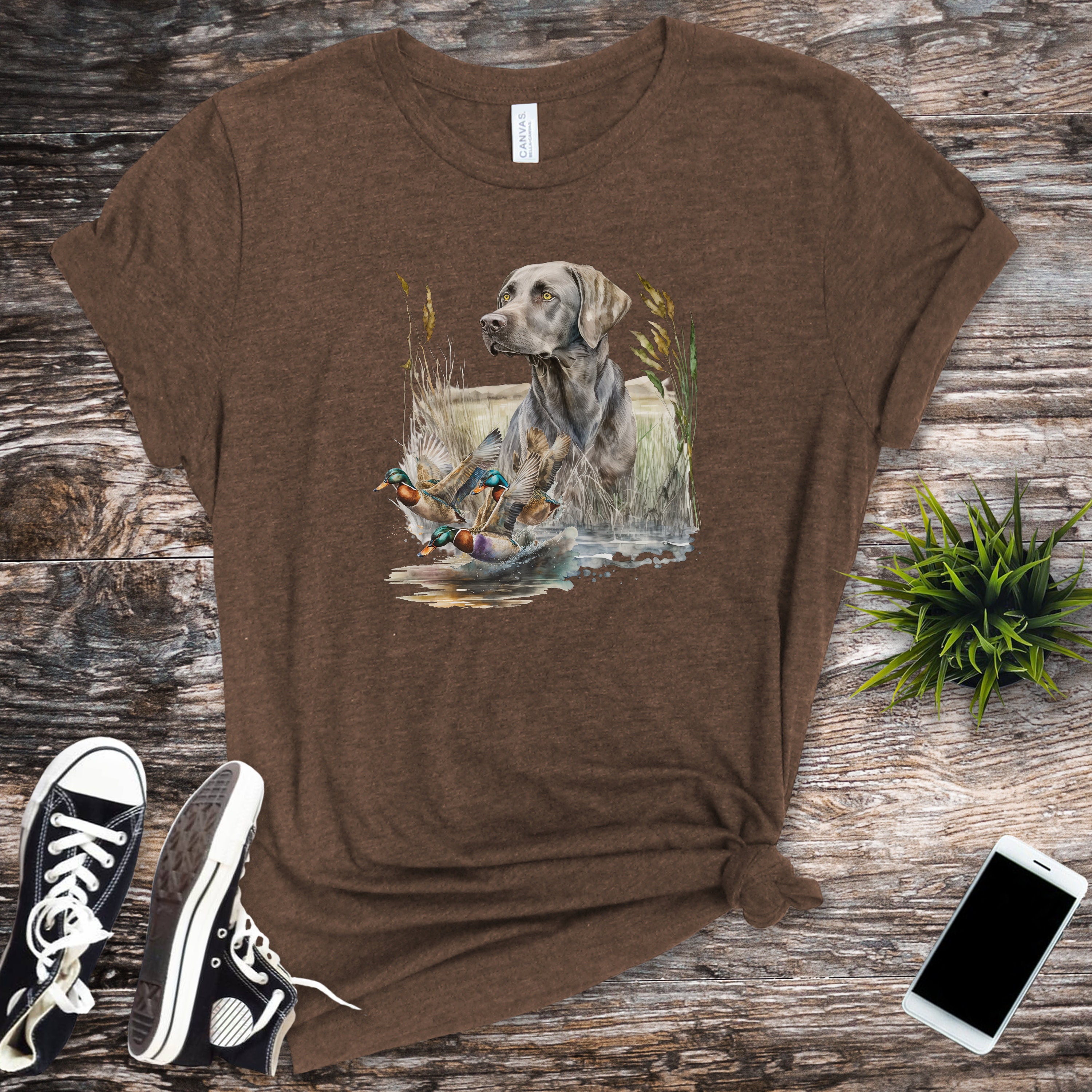 Silver Lab Retrieving Duck, Labrador Retriever Duck Hunting T Shirt ...