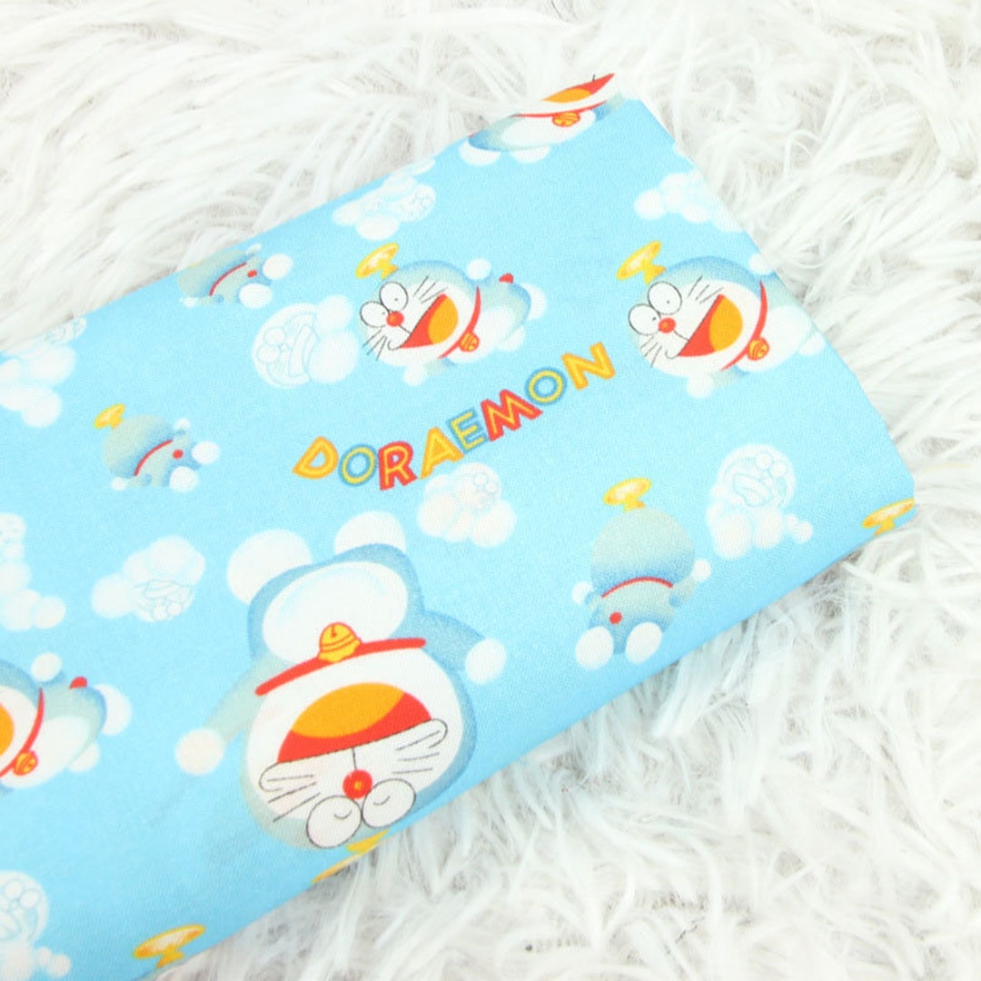 Doraemon Fabric Blue Cartoon Pokonyan Cat Fabric Japanese Anime Cotton ...