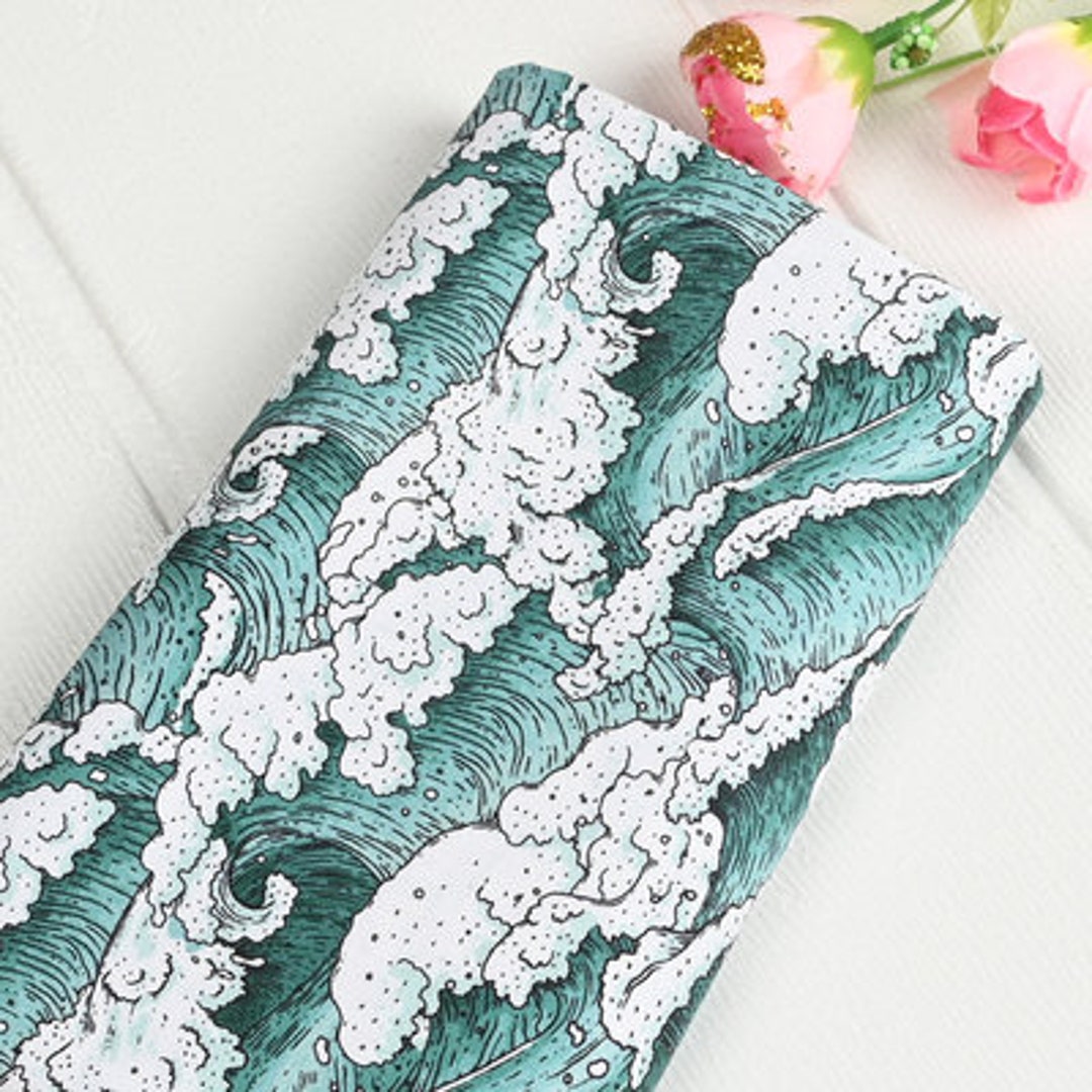 Waves Fabric Vintage Japanese Cotton Fabric by the Half Yard - Etsy