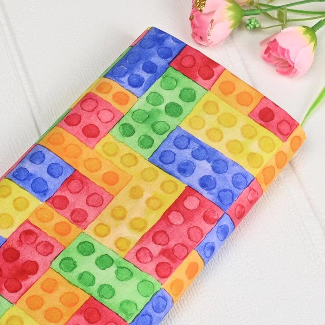 Building Block Fabric Kids Game Fabric Building Bricks Fabric Cartoon ...