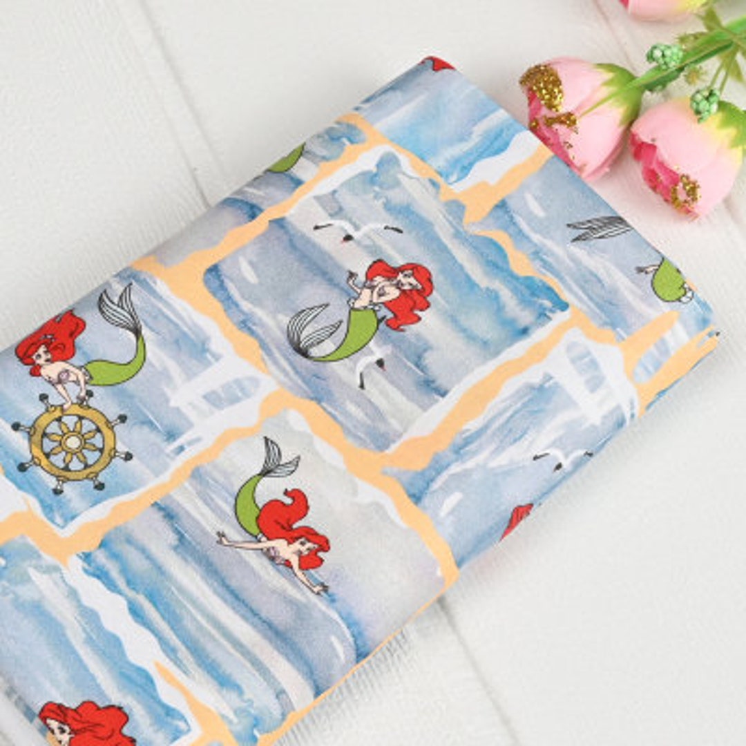 Disney Little Mermaid Ariel Fabric Anime Cotton Fabric by the Half Yard ...