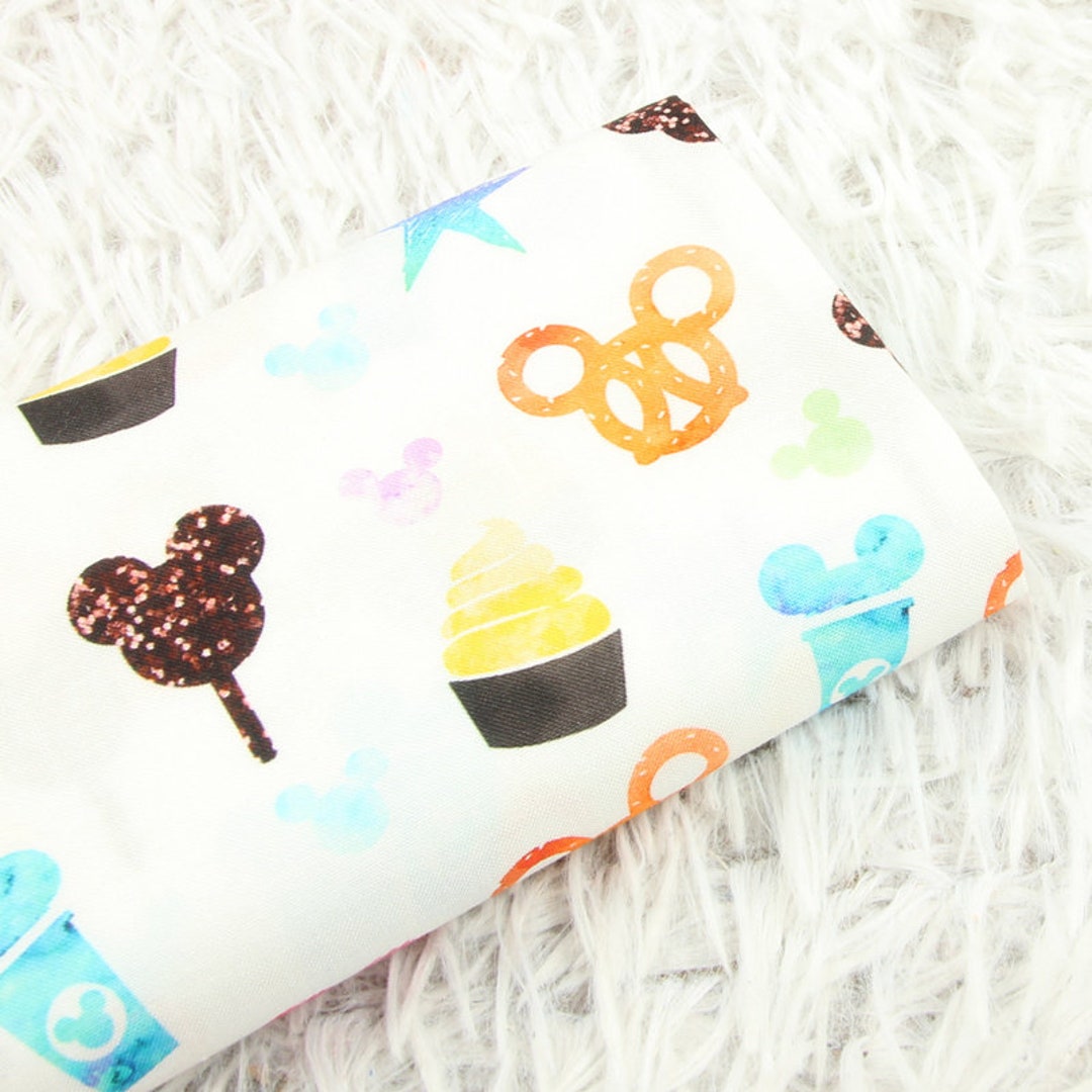 Mickey Minnie Mouse Fabric Ice Cream Candy Yummy Dessert Fabric Cartoon ...