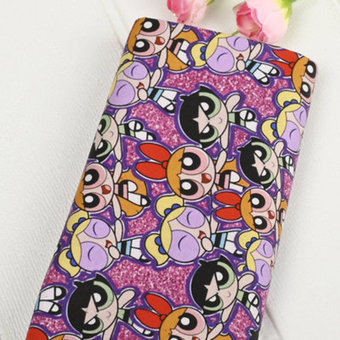 Powerpuff Girls Fabric Cartoon Anime Cotton Fabric By The Half Etsy