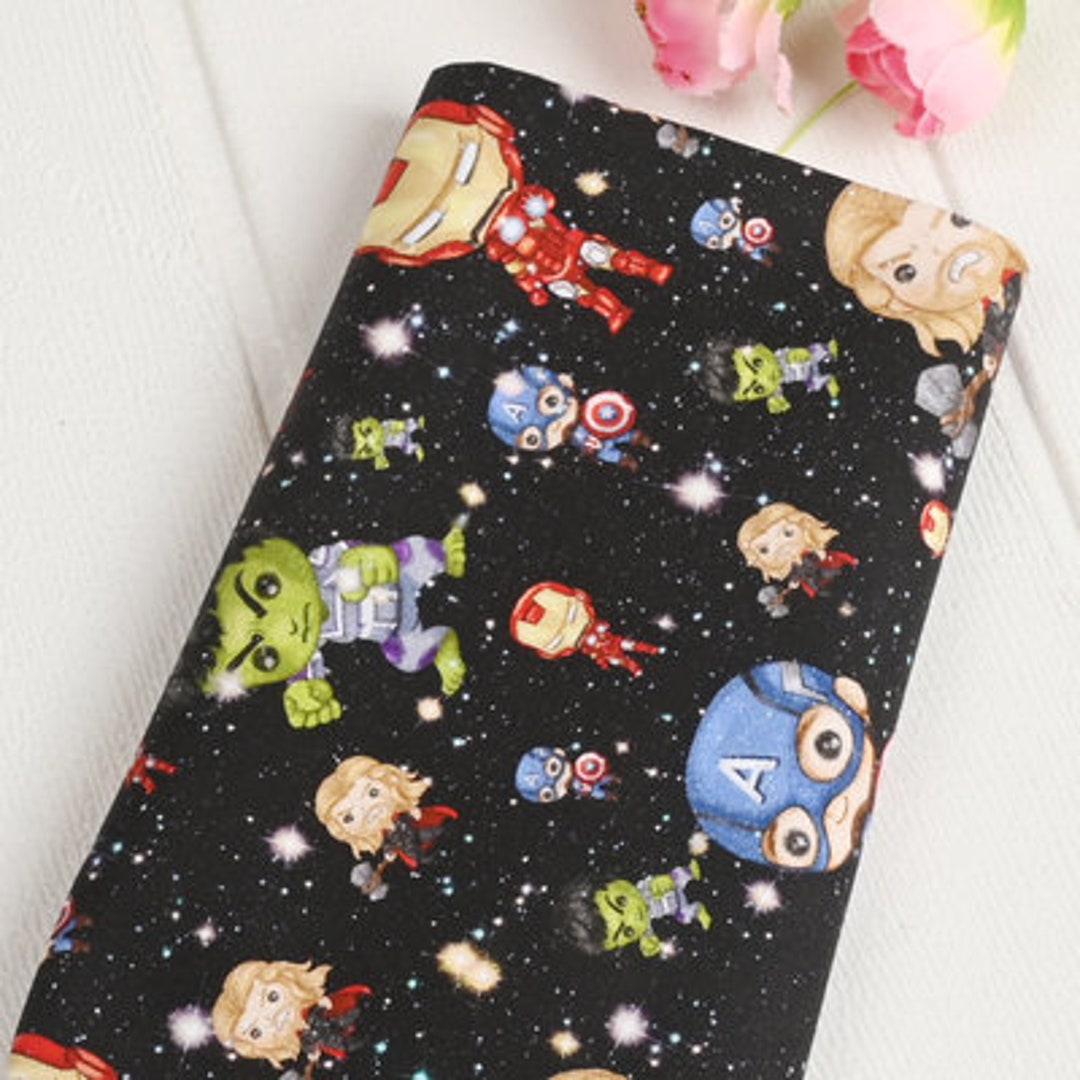 The Avengers Fabric Superhero Fabric Cartoon Anime Cotton Fabric by the ...