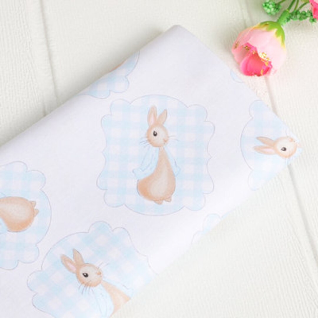 Peter Rabbit Fabric Cute Bunny Blue Fabric Cartoon Anime Cotton Fabric ...